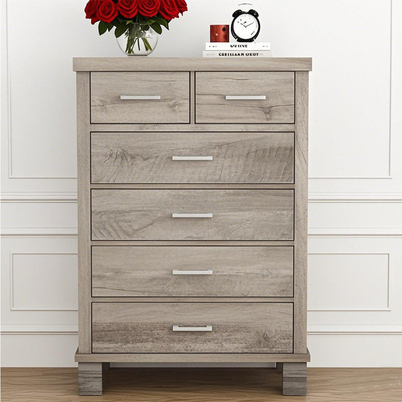 Gracie Oaks Dresser for Bedroom with 6 Drawers, 45" Tall Grey Chests of Drawers with Storage ...